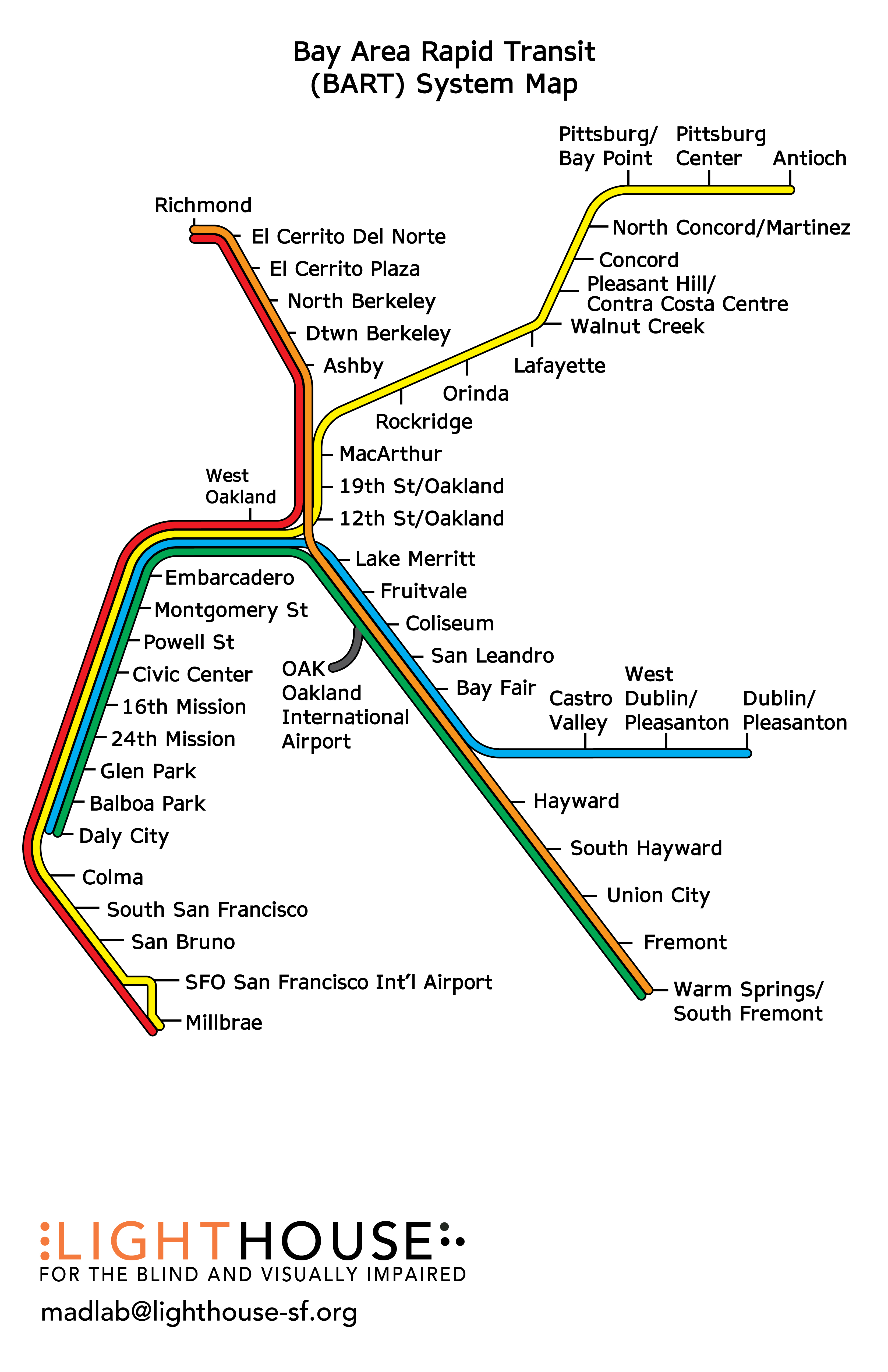 Tactile BART System Map – Naomi Rosenberg Design
